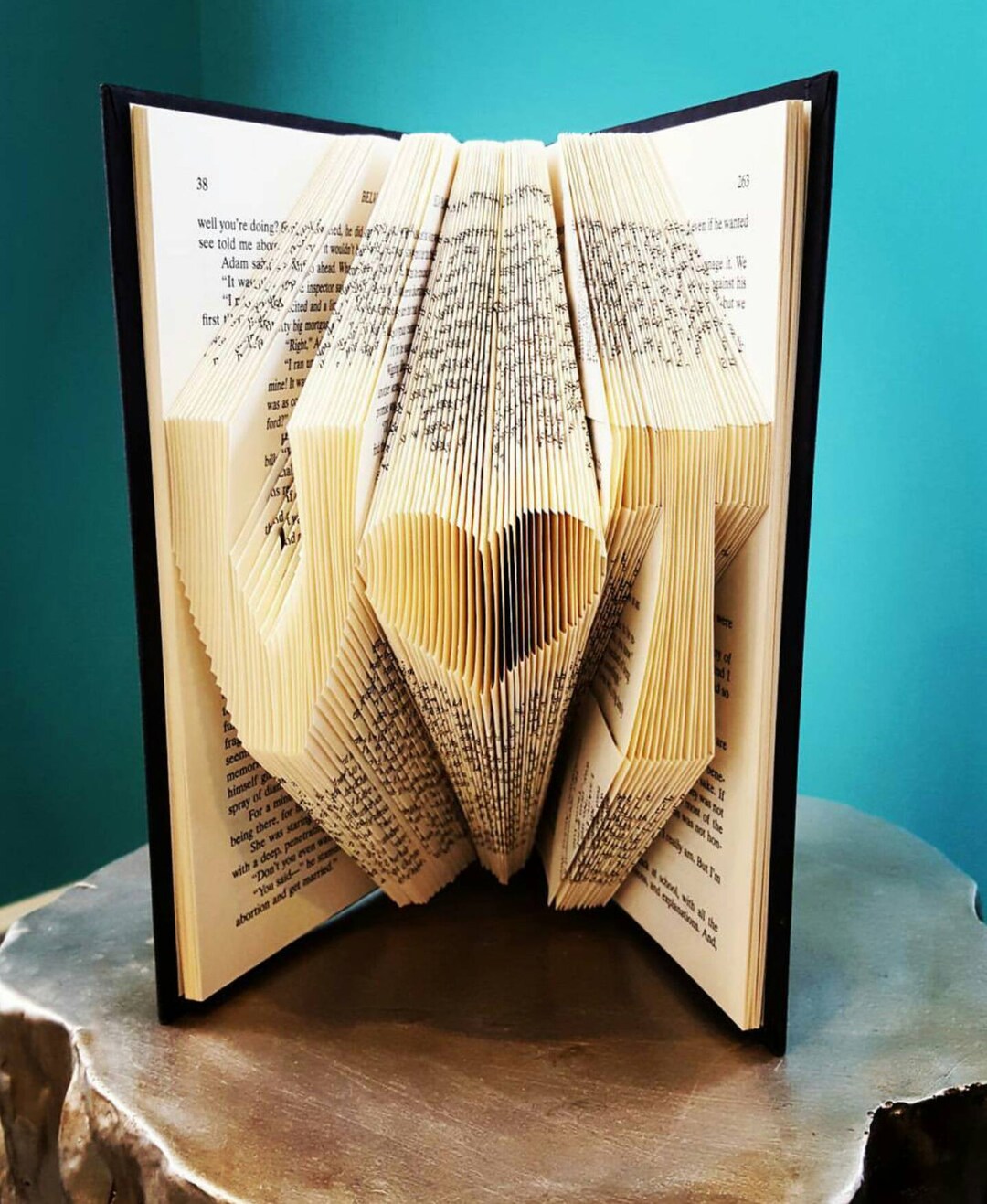 Folded Book Art, 2 Initials With Heart or "&", Small Font, Choose From ...