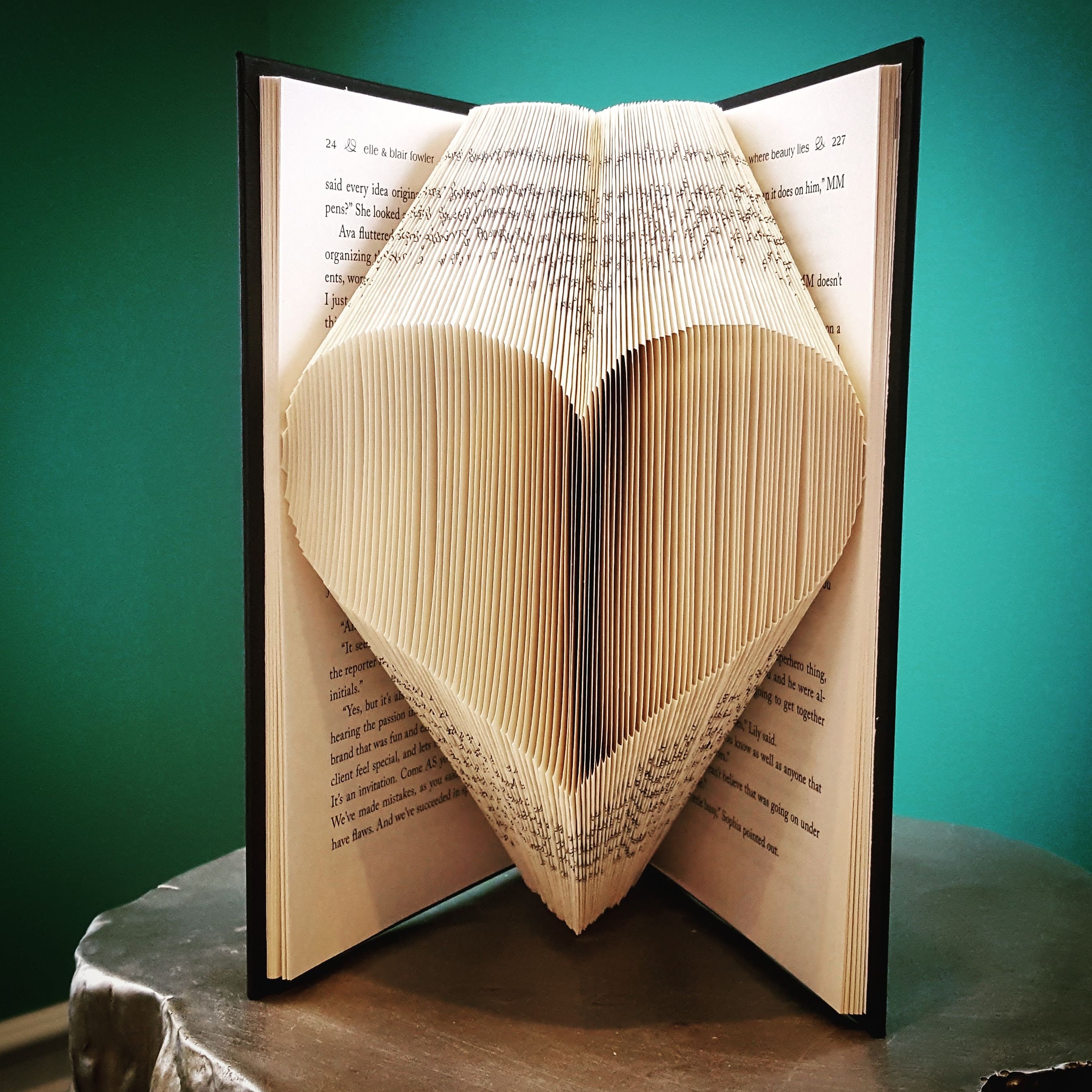 Folded Book Art, Folded Heart, Unique Gift, Hardcover Book, Handmade ...