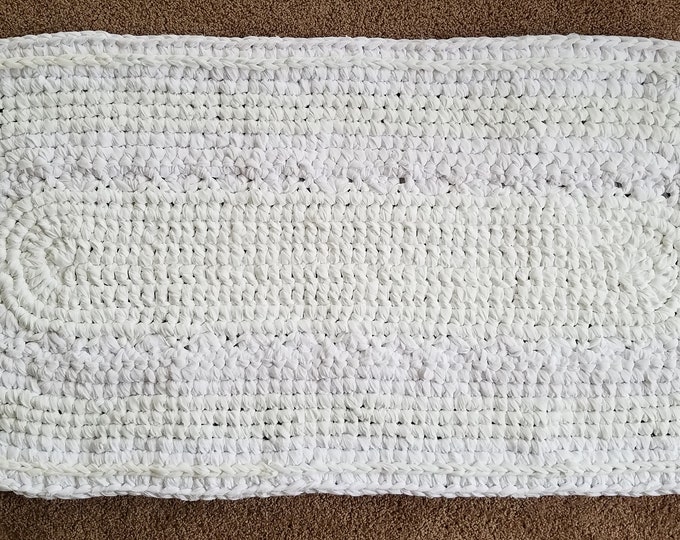 White Rugs, White Carpet, 55" White Handmade Rugs, White Crocheted Rugs ...