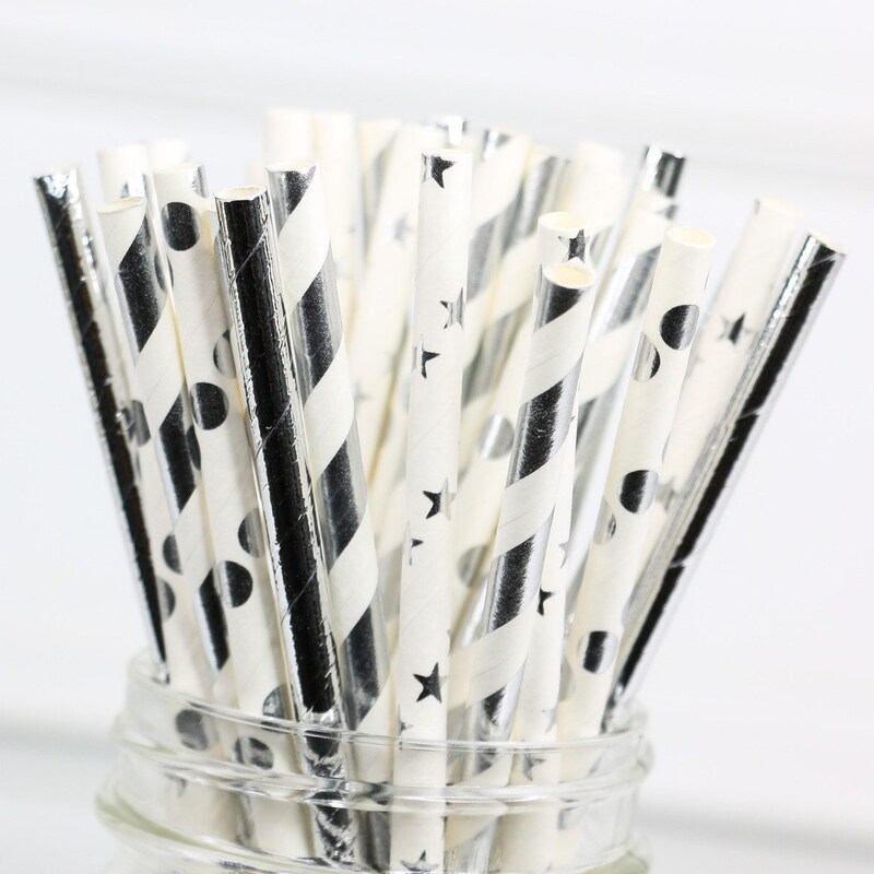 Silver Paper Straws - Etsy