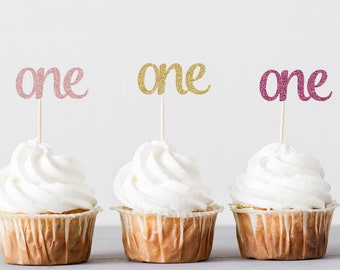1 Cupcake Toppers, 1 Food Picks, One Cupcake Toppers, First Birthday ...