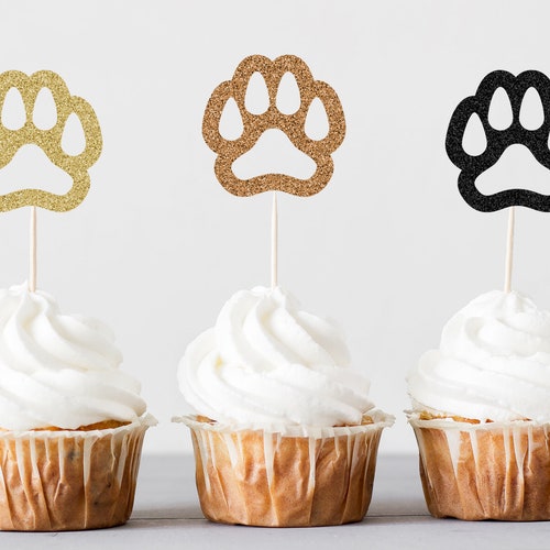 12 Paw Print Cupcake Toppers Dog Birthday Adoption Party - Etsy