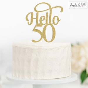 Hello 50 Cake Topper, 50th Birthday Party Decorations - Etsy