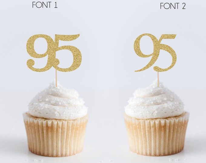 95 Cupcake Topper, 95th Birthday Party Decorations - Etsy