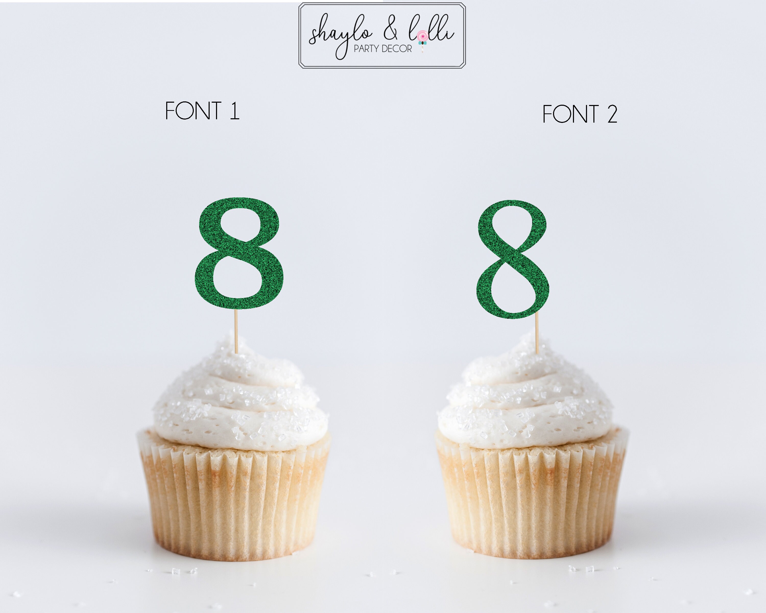 8 Cupcake Topper 8th Birthday Party Anniversary Decorations - Etsy