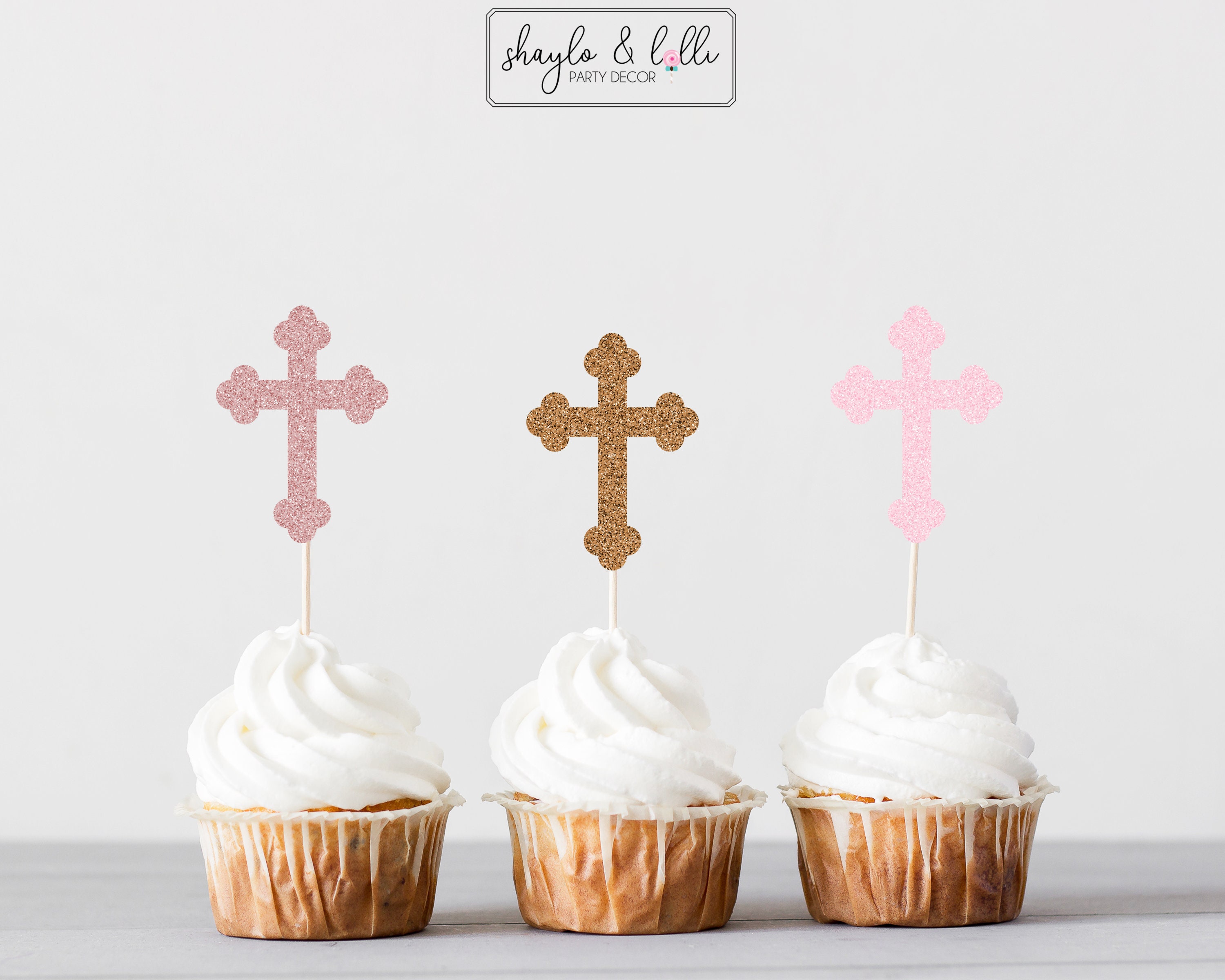 Cross Cupcake Topper Baptism Decorations Holy Communion - Etsy