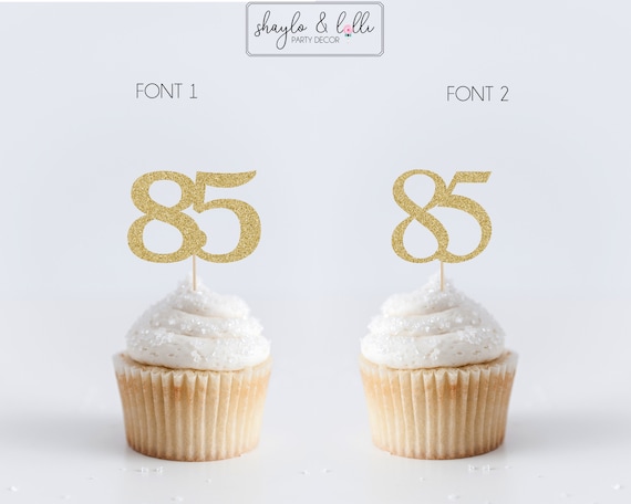 85 Cupcake Toppers 85th Birthday Party Decorations - Etsy