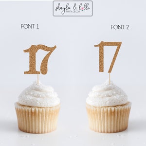 17 Cupcake Topper, 17th Birthday Party, Anniversary Decorations ...