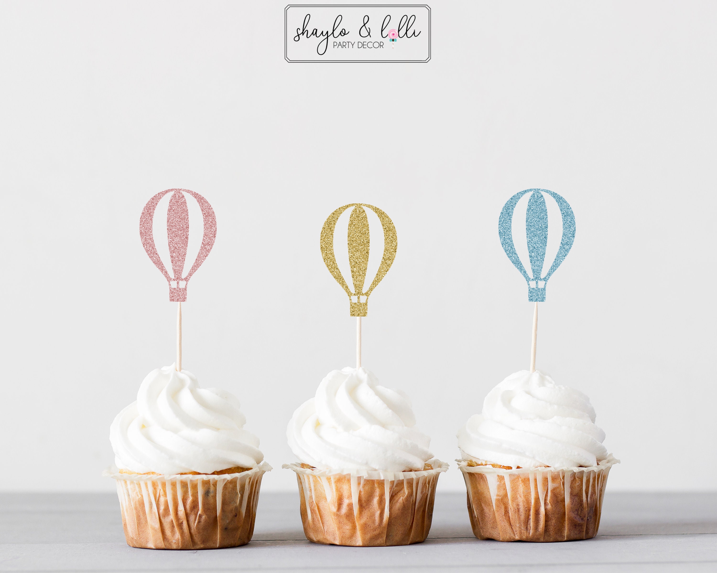 Hot Air Balloon Cupcake Toppers First Birthday Party Baby - Etsy