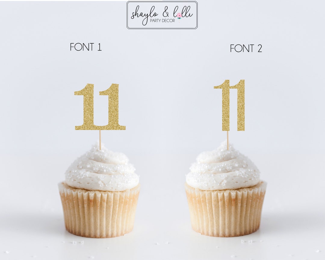 11 Cupcake Topper, 11th Birthday Party, Anniversary Decorations - Etsy
