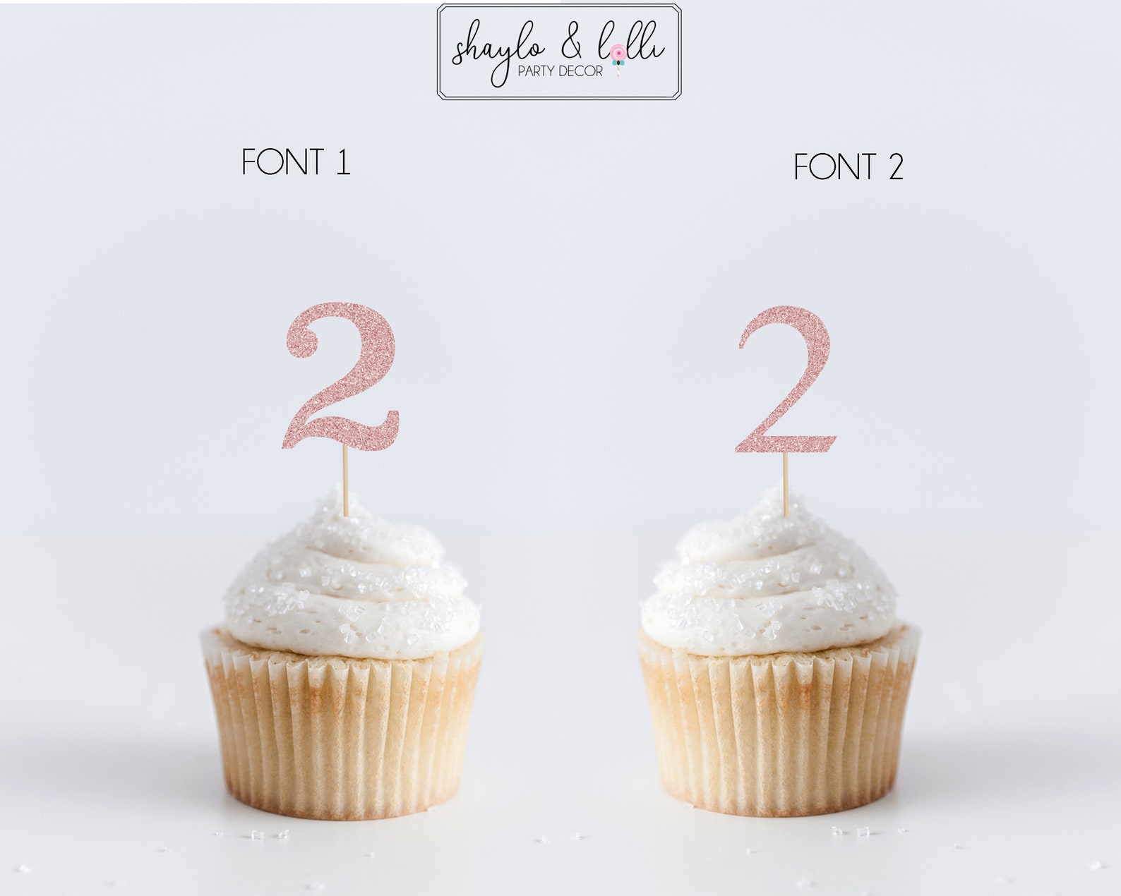 2 Cupcake Toppers 2nd Birthday Party Anniversary Decorations - Etsy