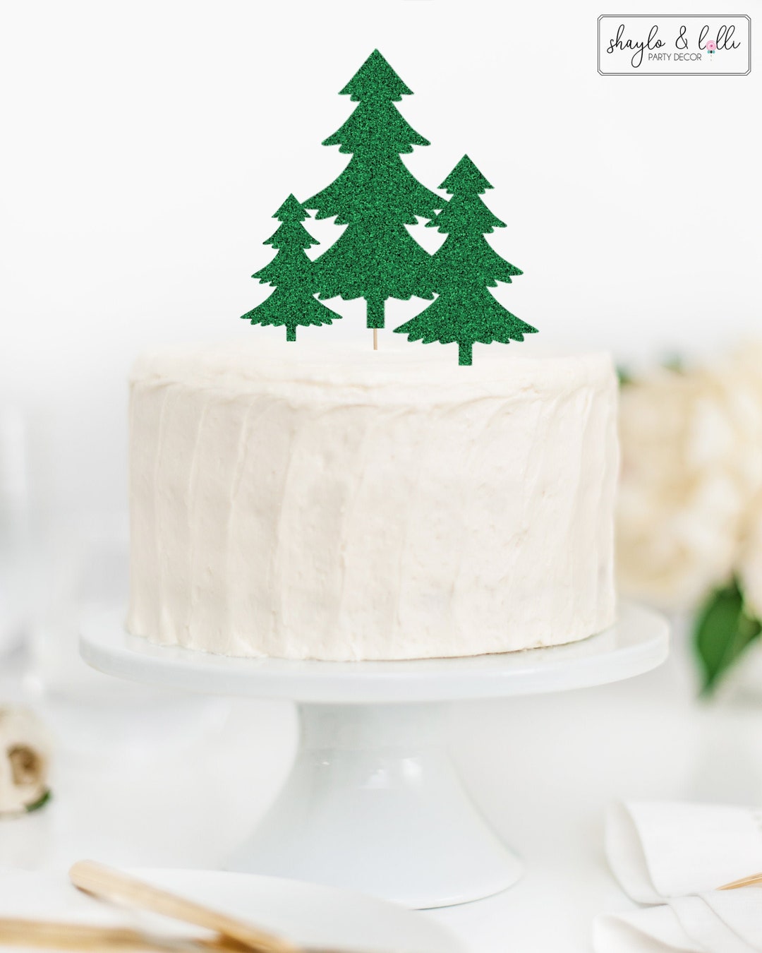 Evergreen Tree Cake Topper, Birthday Party Decorations, Smash Cake ...