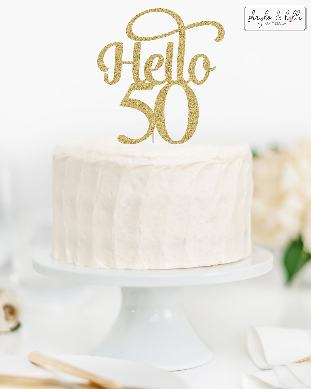 Hello 50 Cake Topper, 50th Birthday Party Decorations - Etsy