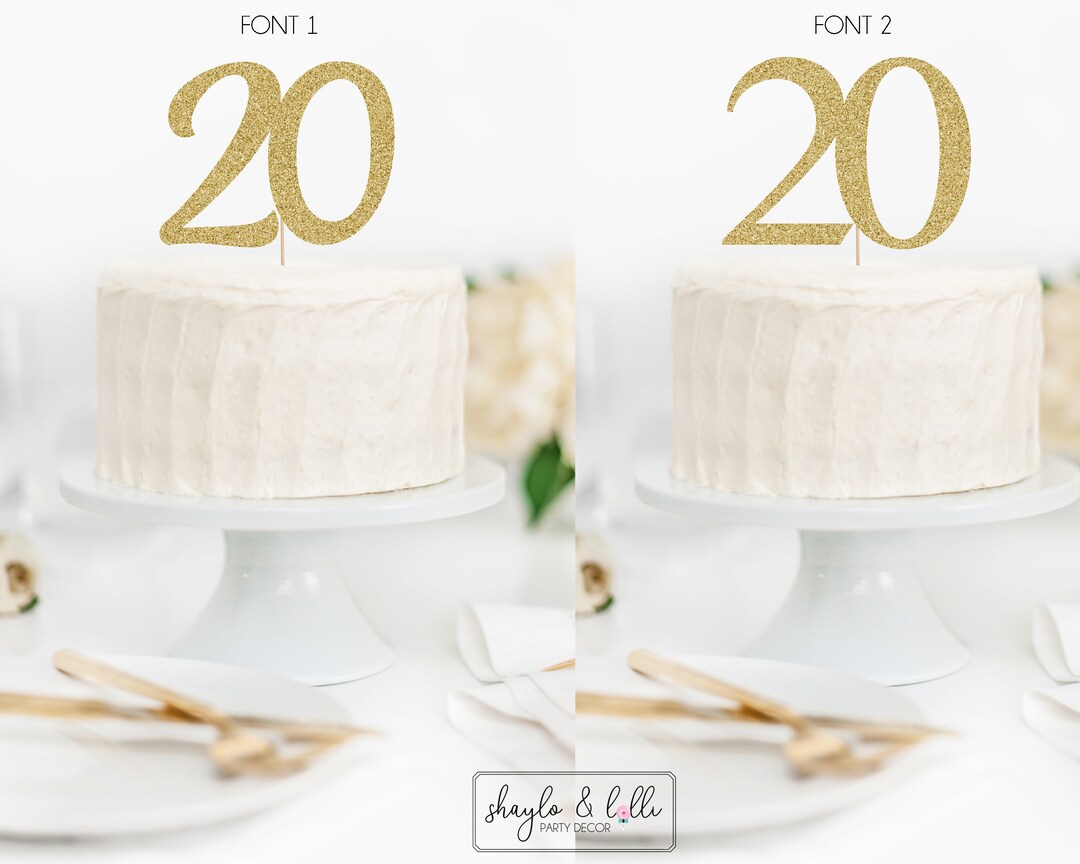 20 Cake Topper, 20th Birthday Party, Anniversary Decorations, Twenty - Etsy