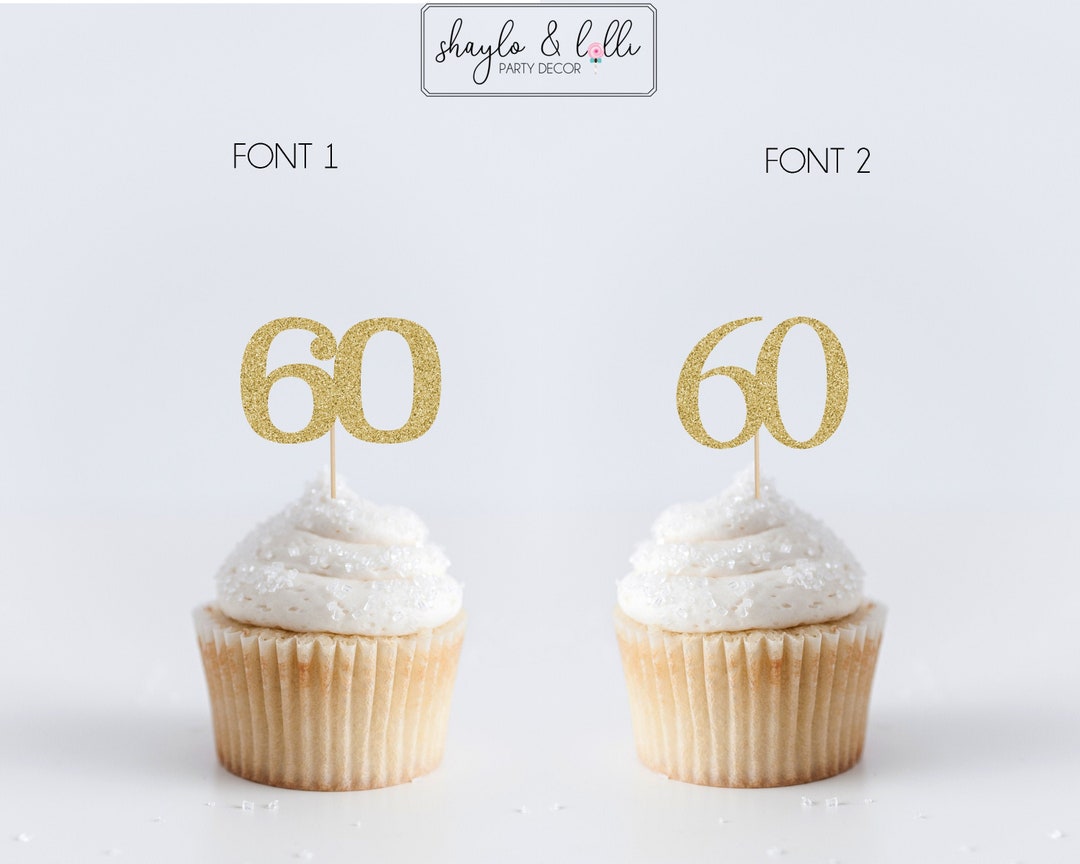 60 Cupcake Topper, 60th Birthday Party Decorations, Sixty - Etsy
