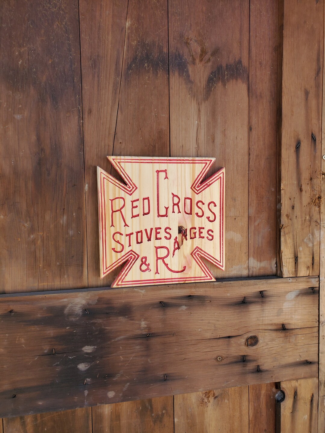 Scrap Wood Sign - Red Cross Stove; Edge Glued Pine - Etsy