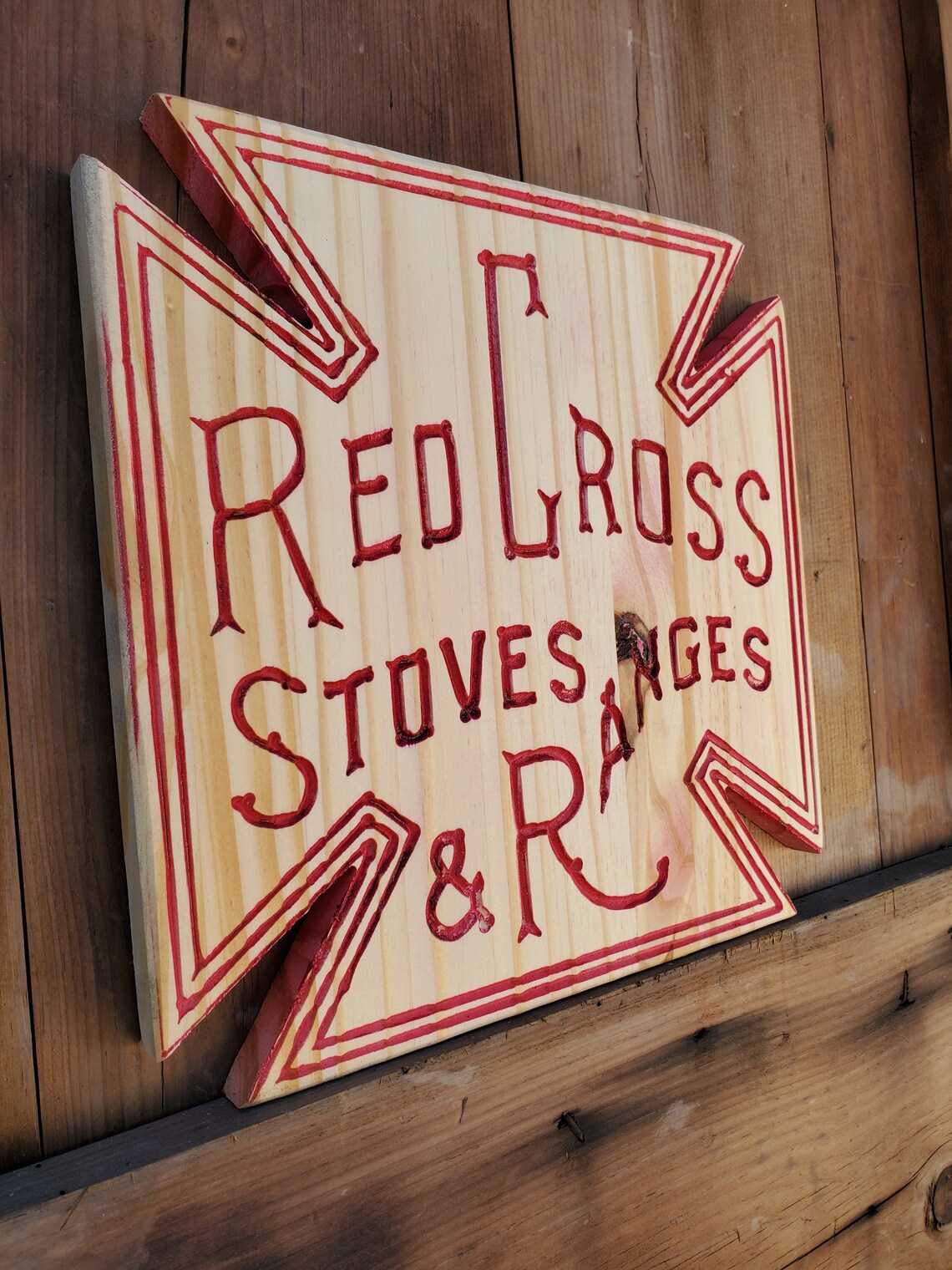 Scrap Wood Sign - Red Cross Stove; Edge Glued Pine - Etsy