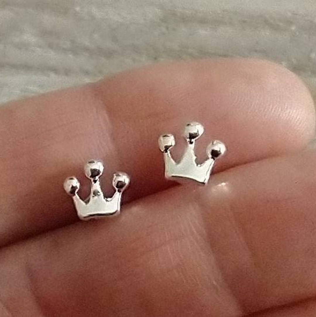 Teeny Tiny Crown Studs, Gold Crown Studs, Silver Crown Stud - Etsy