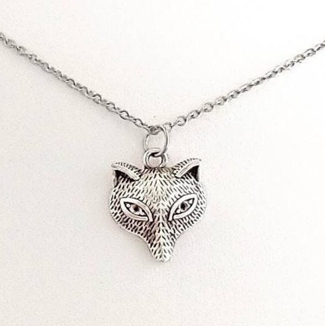 Silver Fox Face Necklace, Silver Fox Necklace - Etsy