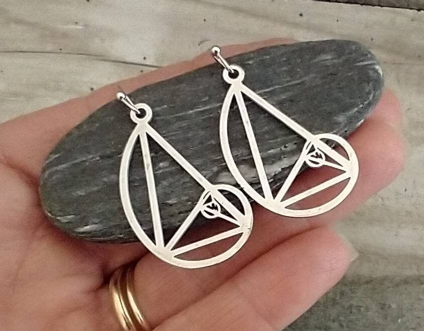 Silver Fibonacci Earrings Minimalist Fibanacci Earrings | Etsy