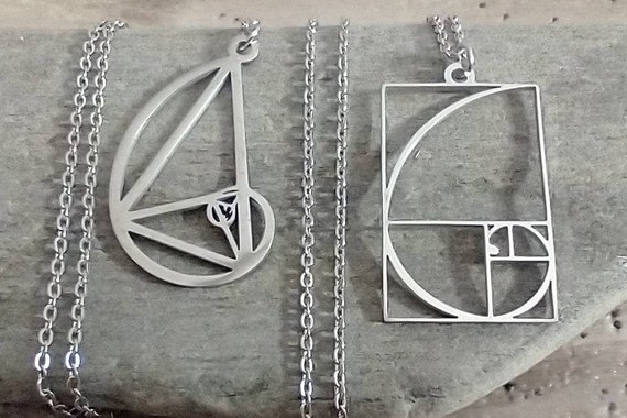 Silver Fibonacci Necklace Golden Ratio Necklace | Etsy