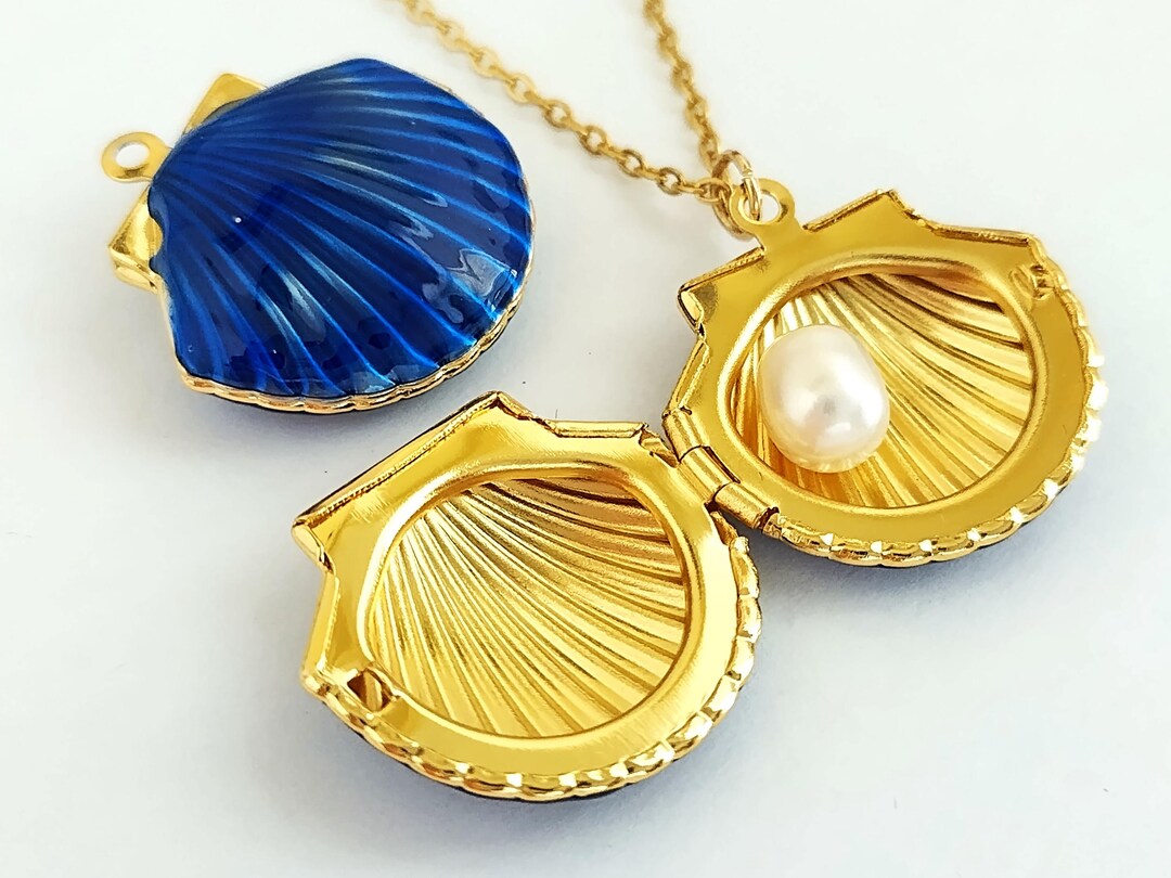 Shell Locket With Six Color Options and Cultured Pearl, Nautical ...