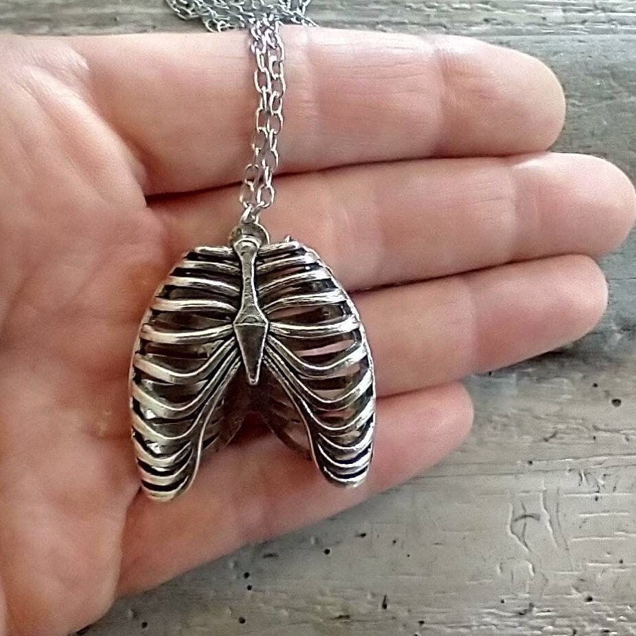 Silver Rib Cage Necklace Skeleton Necklace - Etsy