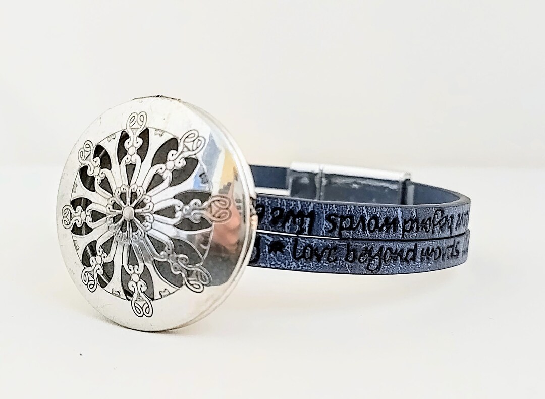 Vegan Leather Aromatherapy Bracelet, Handmade Silver Aromatherapy ...