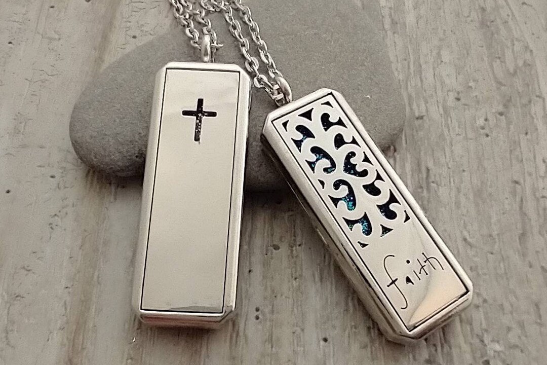 Faith Locket, Cross Necklace, Aromatherapy Locket, Anxiety Necklace - Etsy