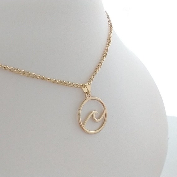 Wave Necklace Silver or Gold Wave Necklace Summer Necklace - Etsy