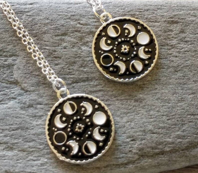 Moon Phase Necklace Gold Moon Phase Necklace Silver Rose | Etsy