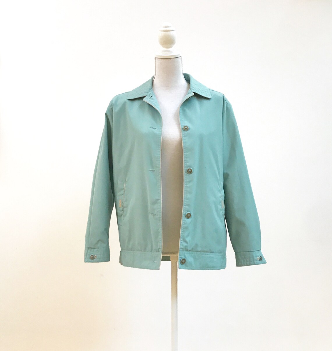 Duck Egg Blue Blouson Jacket Vintage Summer Jacket Vintage Bomber ...