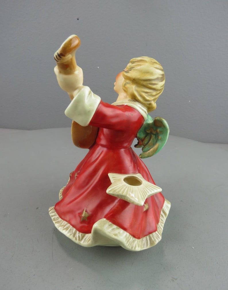 1971 Limited Edition Goebel Stars Porcelain 6" Red Angel Playing a ...