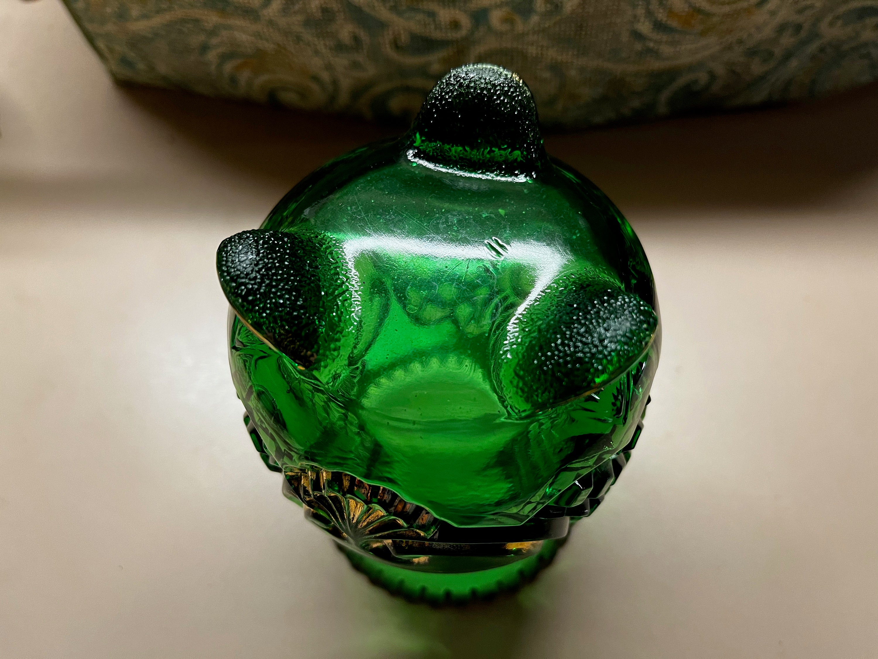 Antique 1897 EAPG Riverside Glass Croesus Pattern Emerald Green & Gold ...