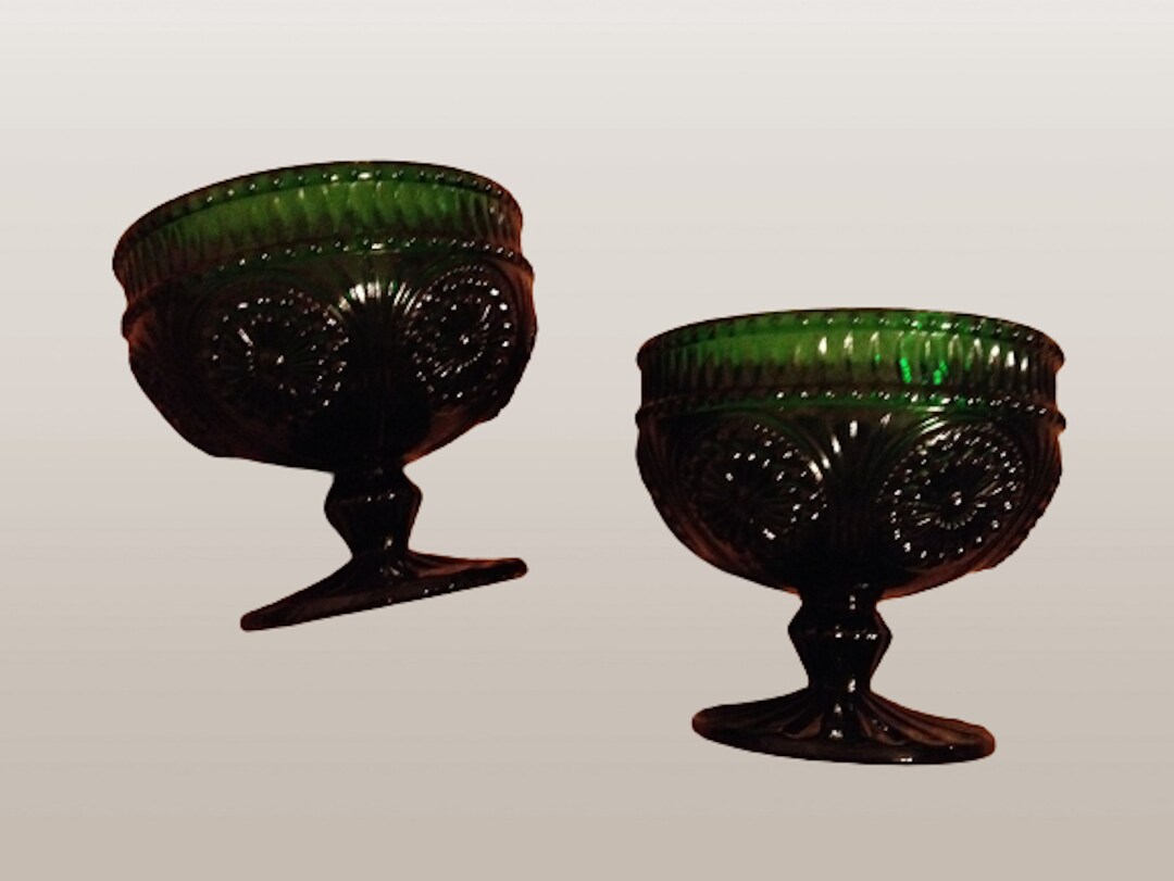WEDDINGS 1980s Reproduction Depression Era Pressed Glass Emerald Green ...