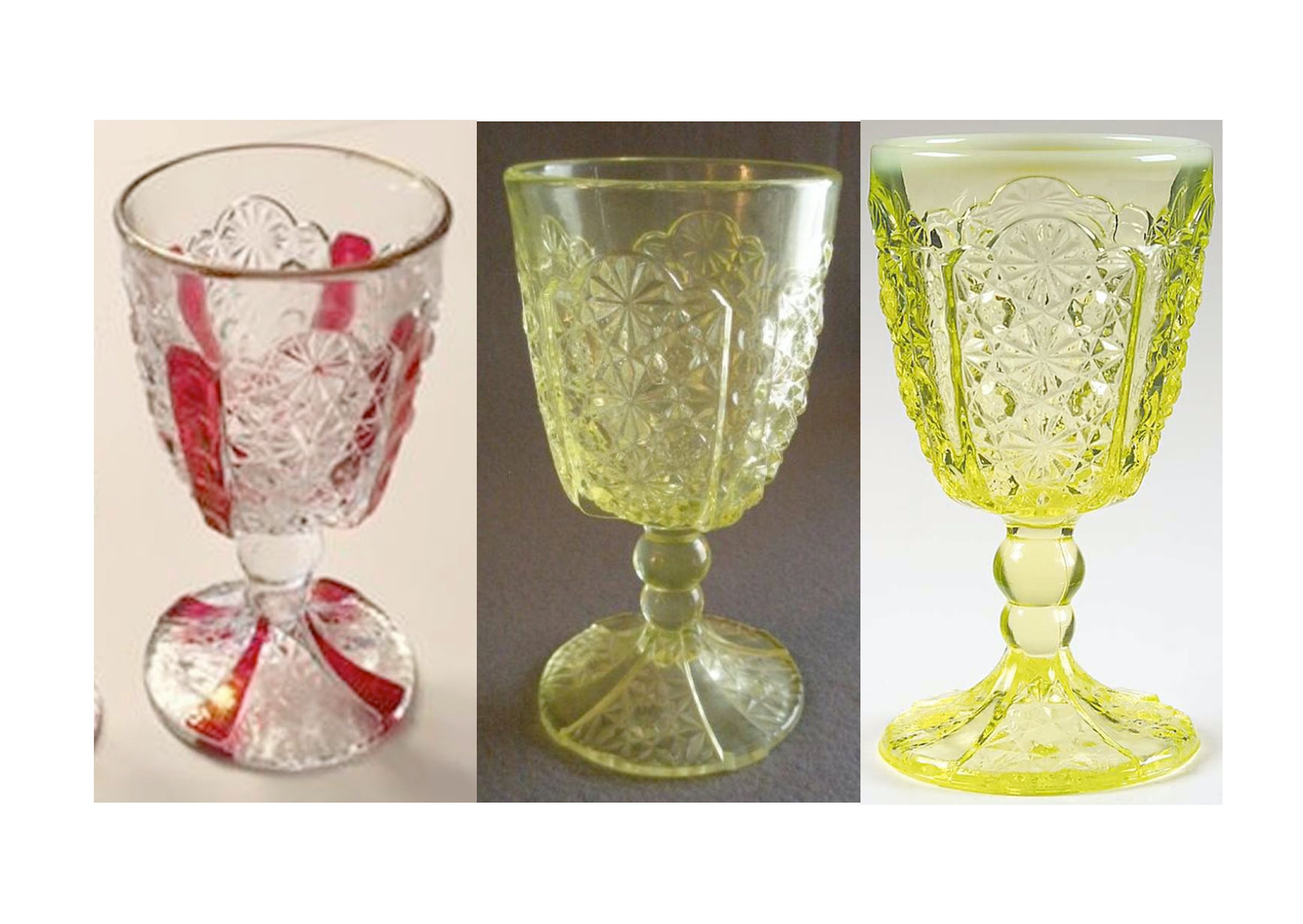 WATER GOBLETS - 1930s Depression Era LG Wright Glass Daisy & Button ...