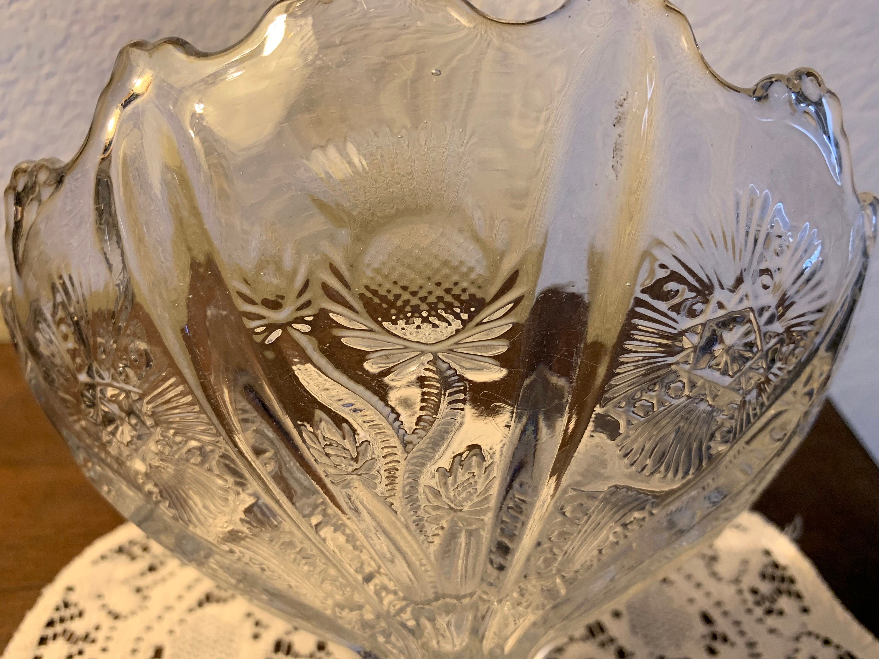 Antique 1915 EAPG Higbee Bryce Glass Paneled Thistle Clear Tall Open ...