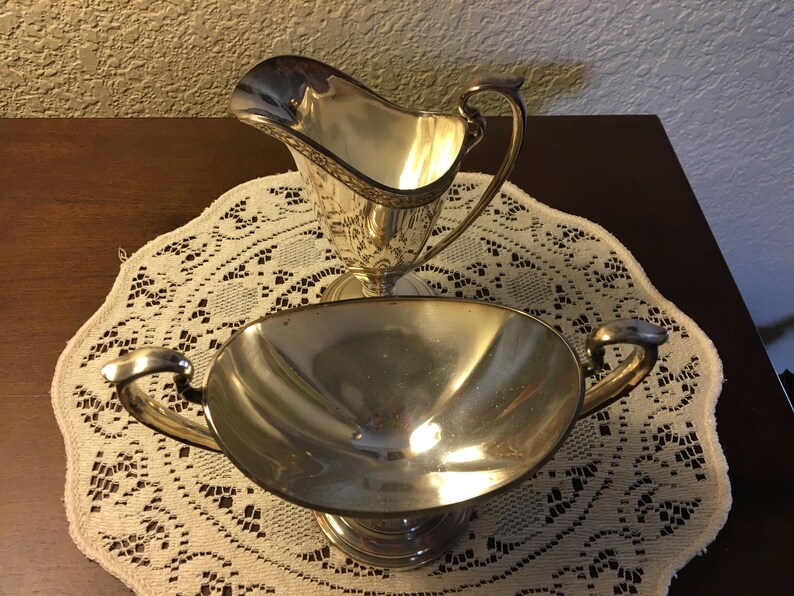 1930s Evans EPNS Art Deco Footed Pitcher-style Creamer & Trophy-style ...