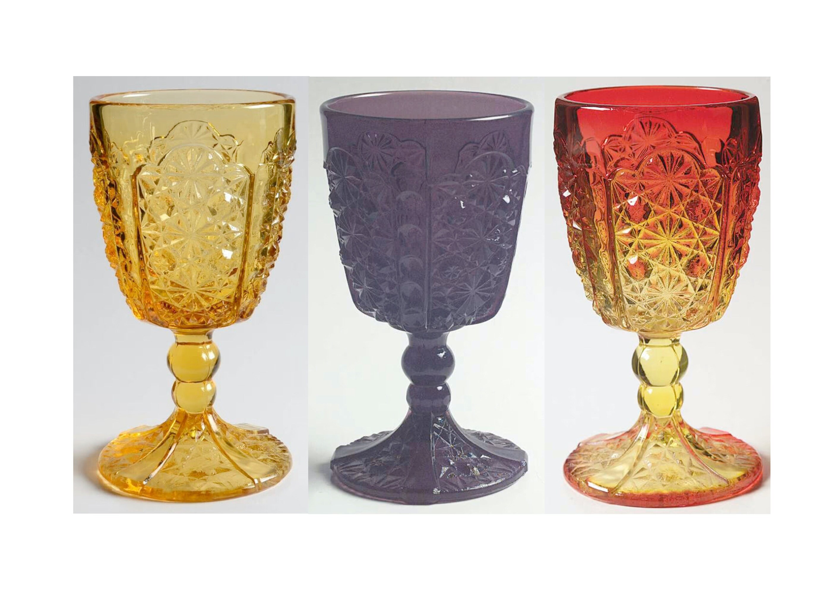 WATER GOBLETS - 1930s Depression Era LG Wright Glass Daisy & Button ...