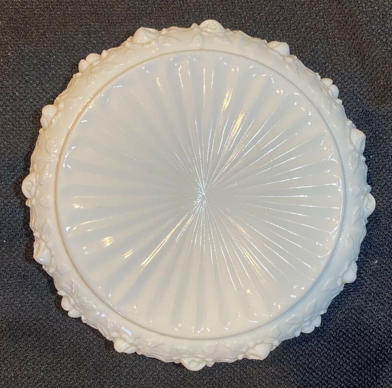 1967 Fenton Rose Pattern Milk Glass Glass Shallow Candy Bowl, Trinket ...