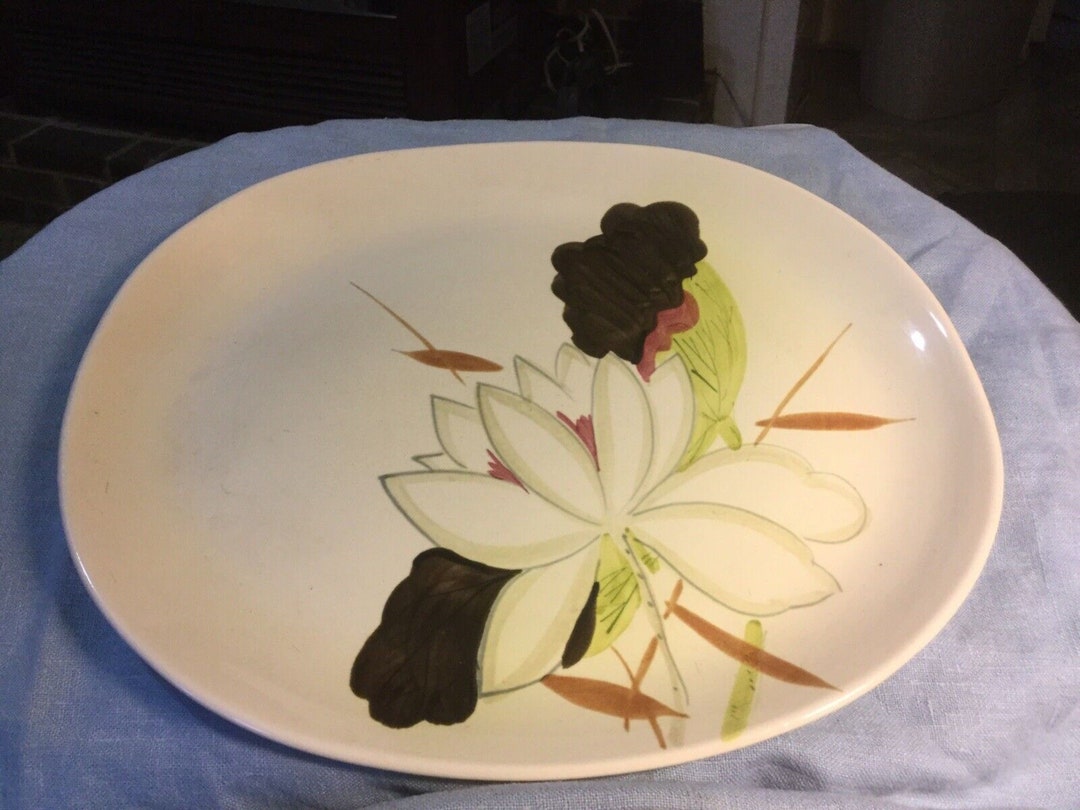 1947 Redwing Pottery Lotus Bronze 13.5 Oval Serving Platter - Etsy
