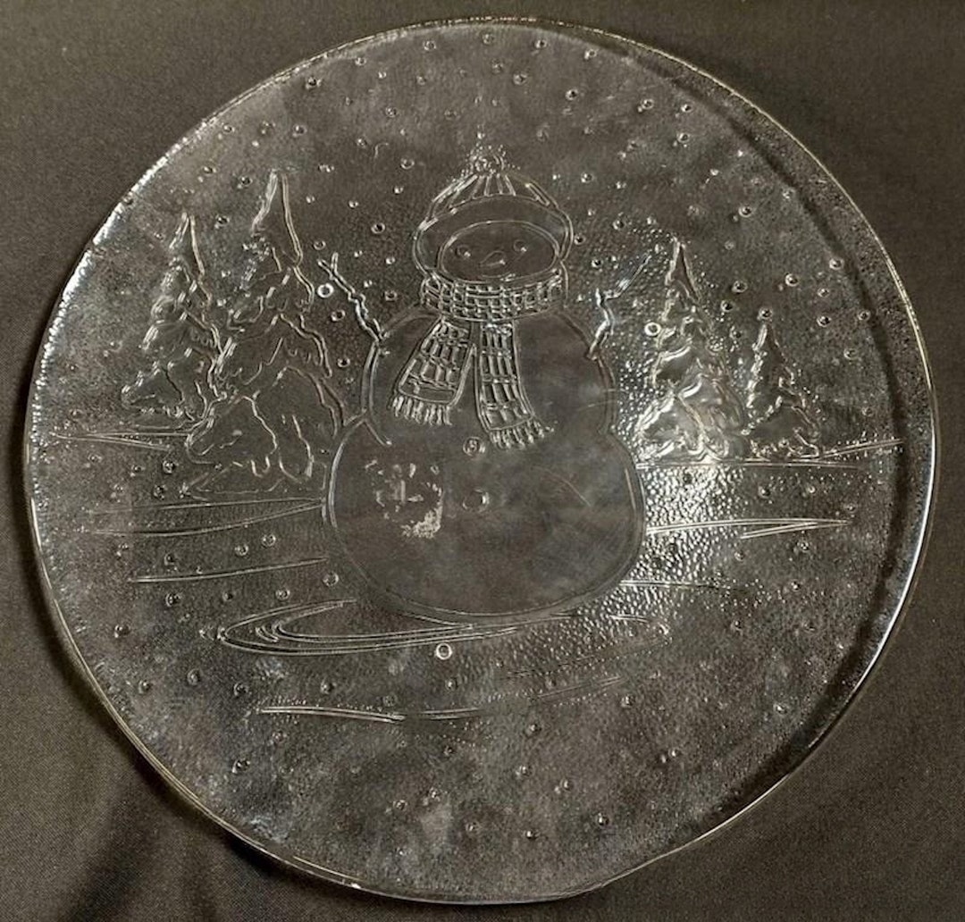 1970s Pilgrim Glass 12.5" Crystal Party Platter - Snowman Pattern - Etsy