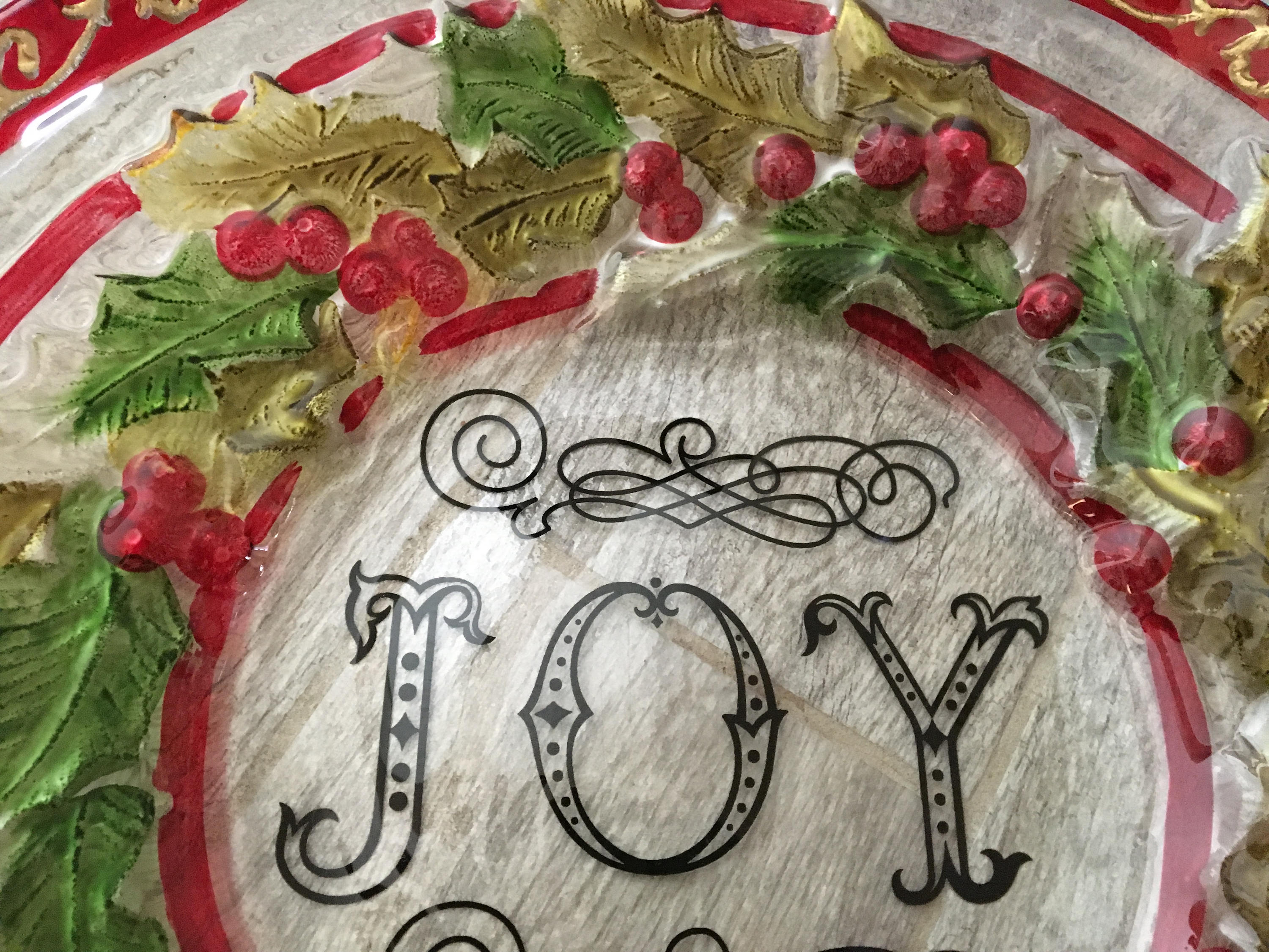 Vintage 1980s Divinity Glass 18” Fused Glass Holiday Joy Decorative or ...