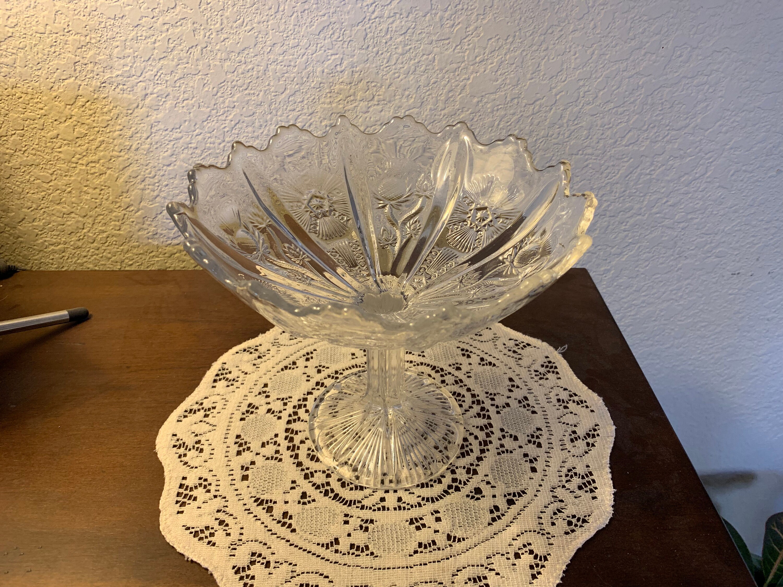 Antique 1915 EAPG Higbee Bryce Glass Paneled Thistle Clear Tall Open ...