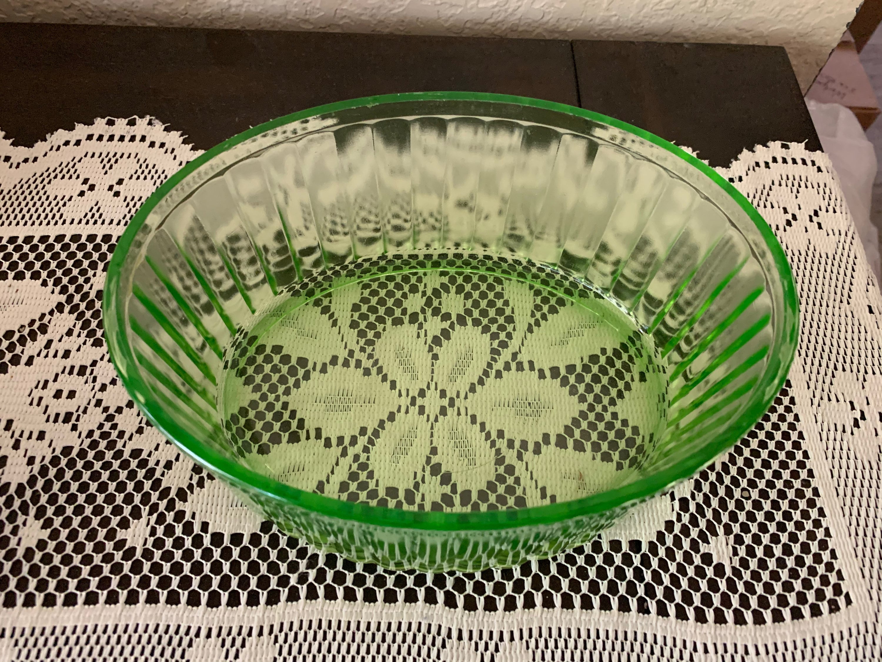 1930s Hazel-atlas Ribbon Green Pattern Large 8 Oval | Etsy