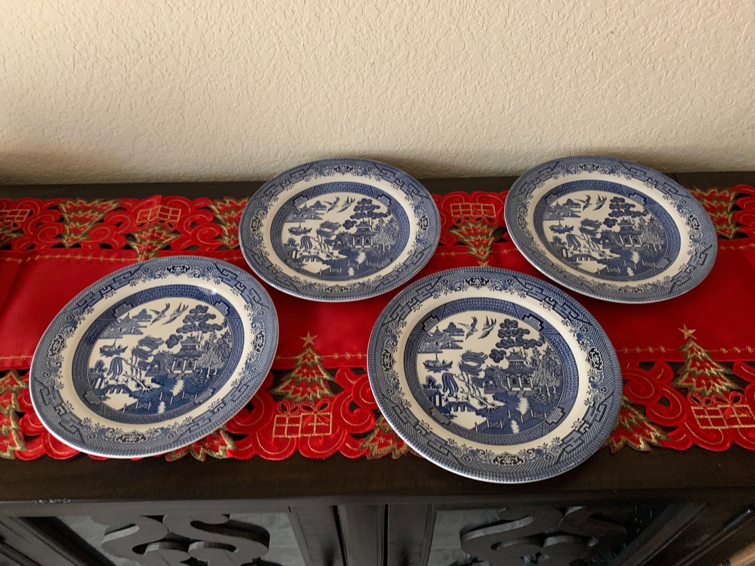 1980s Churchill, England Willow Blue georgian Shape Dinner Plates lot ...