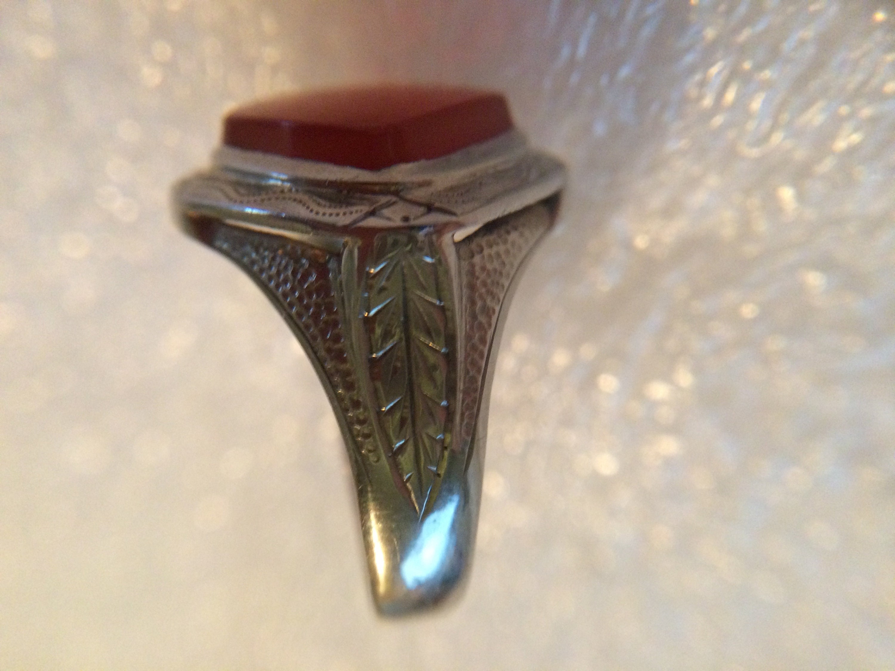 1916 Dattelbaum and Friedman D&F Art Deco 10k White Gold Carnelian ...