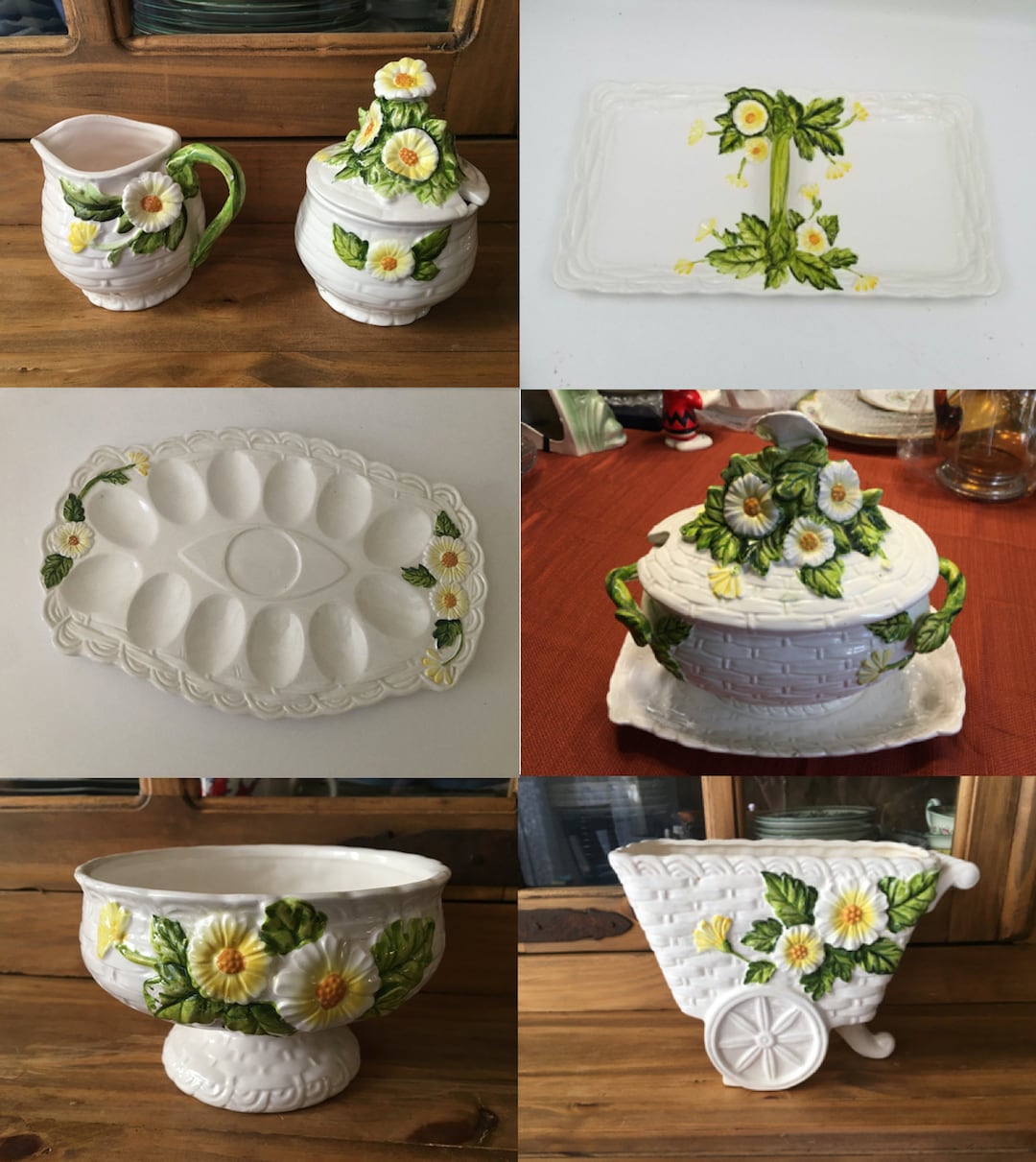 1960s George Z. Lefton Rustic Daisy Dish Collection 6 Pieces You Choose ...