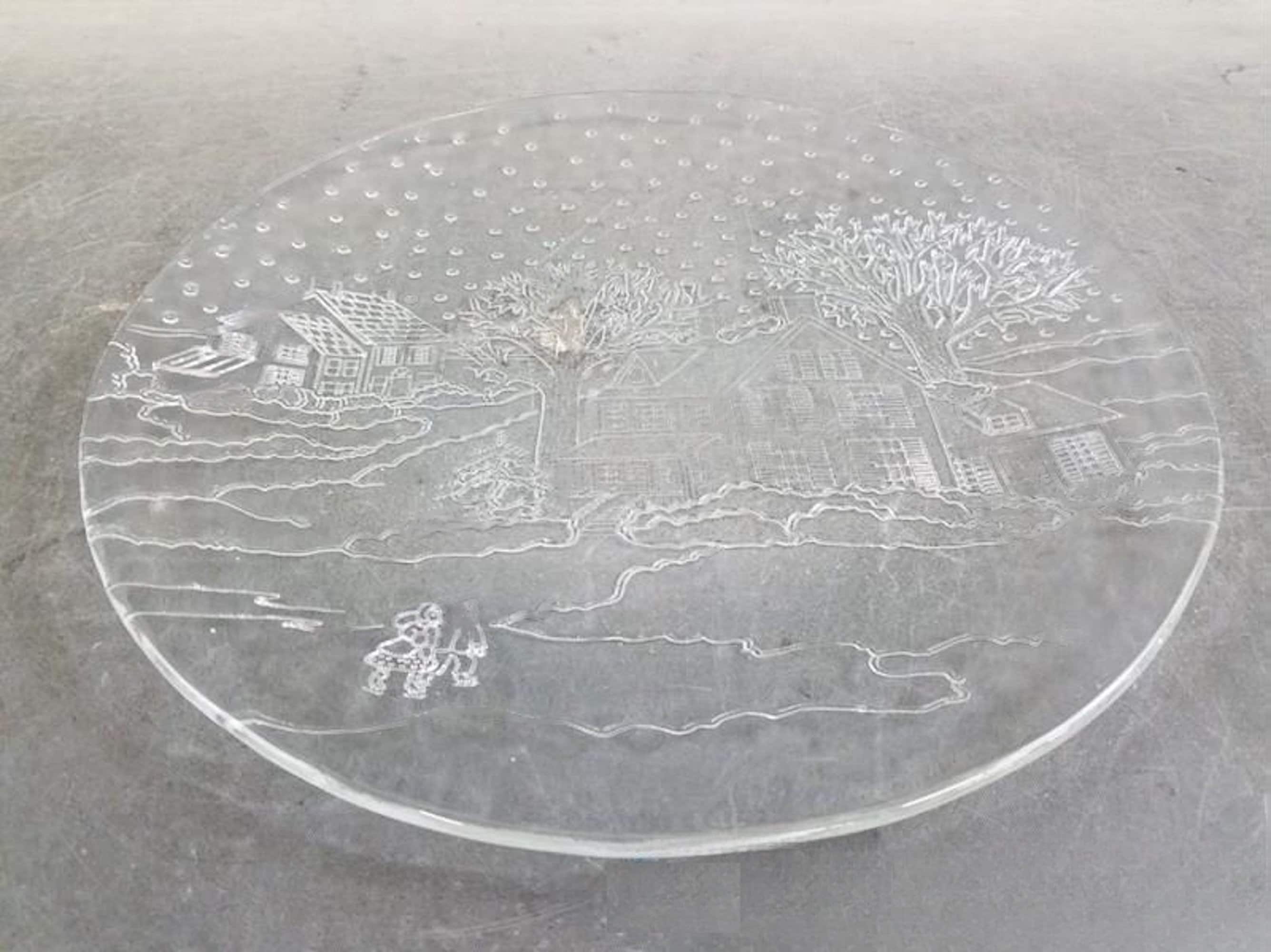 1970s Pilgrim Glass 12.5" Crystal Party Platter - Winter Street Scene ...
