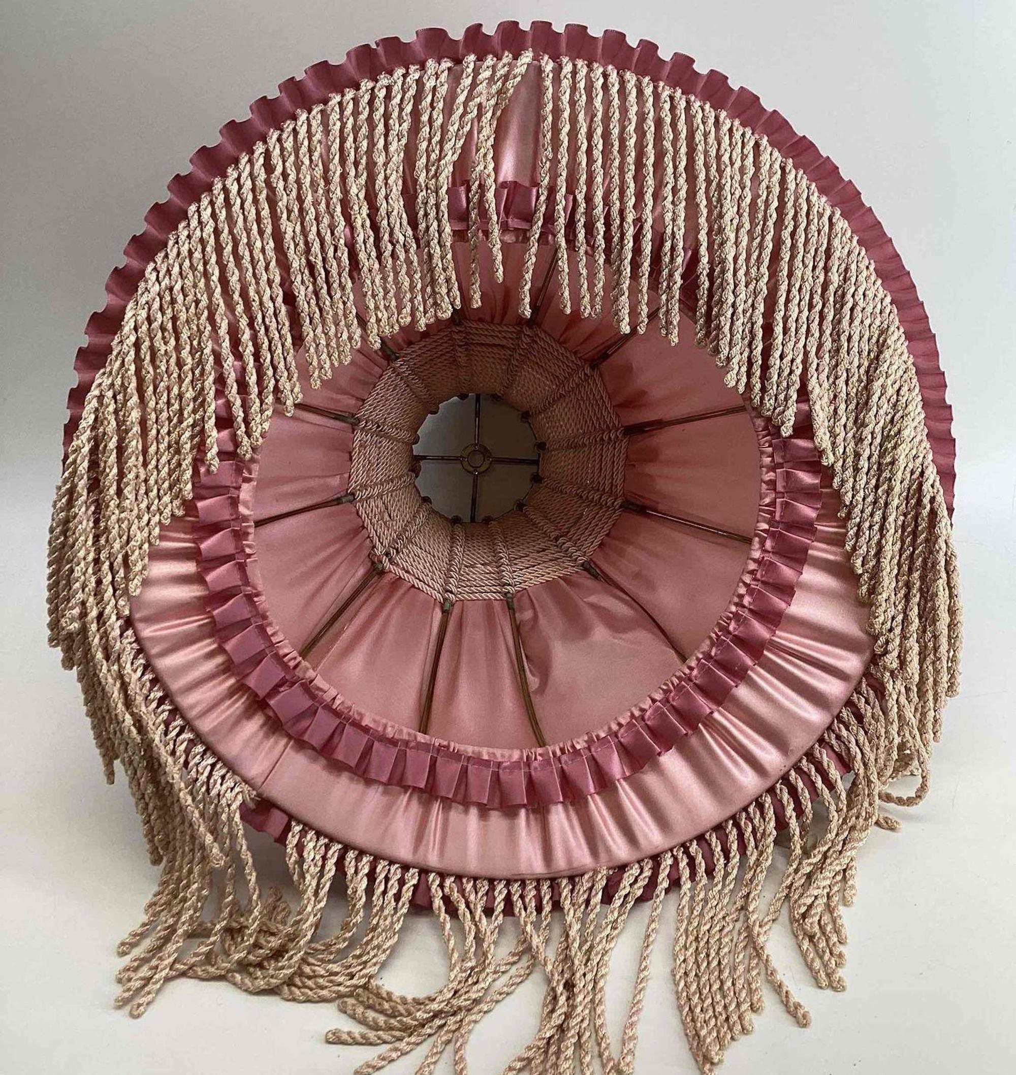 1920s Restored Victorian Pink Satin Floral Metal Lamp Shade 4 Top X 15 ...